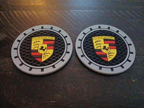 Set Of 2 Porsche Car Cup Holder Silicone Non Slip Coasters Black & Gray ...