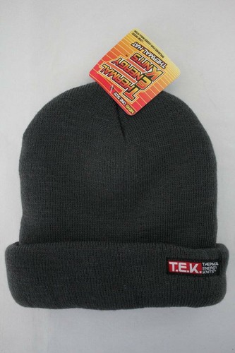NEW Mens Thermal Knit Hat Beanie Thick Warm Insulated Gray Winter ...