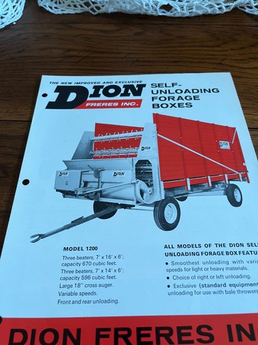 Dion Self Unloading Forage Boxes Brochure FCCA | eBay