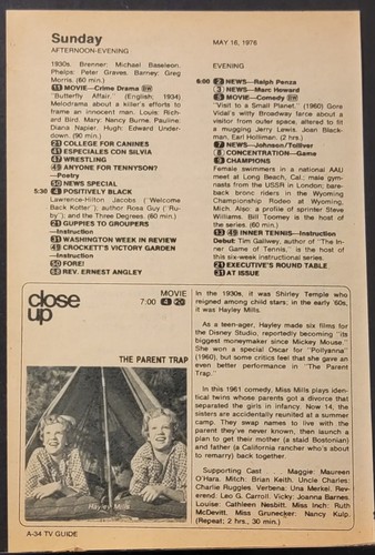 1976 TV Guide Print ad Movie The Parent Trap Hayley Mills Brian Keith ...