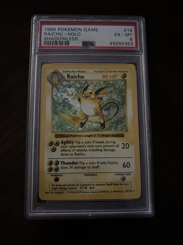 PSA 6 1999 Pokemon Game Shadowless Base Set Raichu 14 | eBay