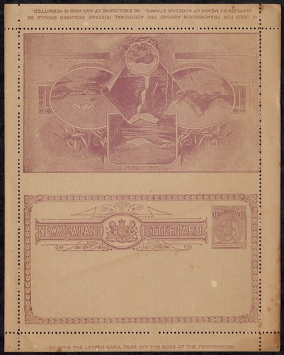 New Zealand 1895 Postcard Letter H&G #2 1 1/2d Lilac on Yellow-Brown ...