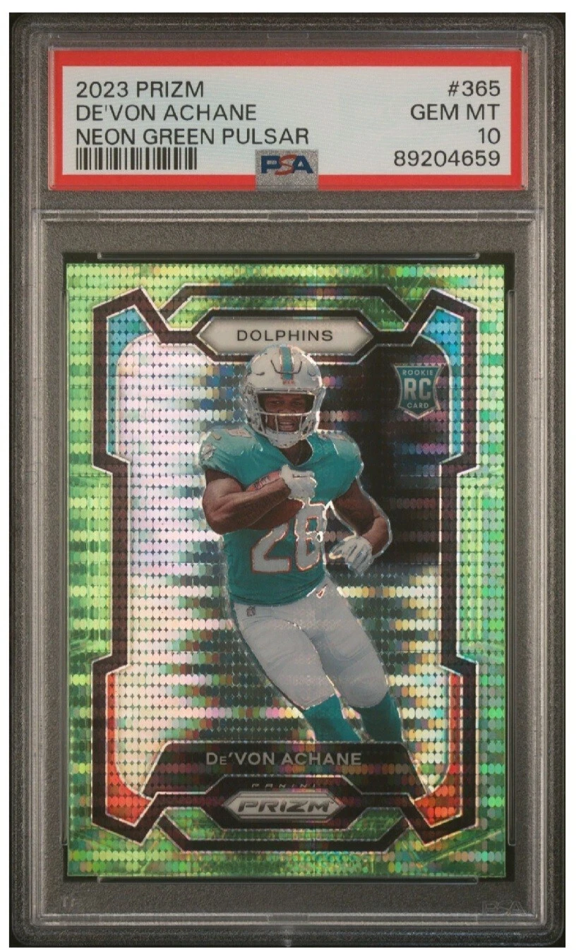 De'Von Achane 2023 Prizm #365 Neon Green Pulsar Price Guide - Sports ...