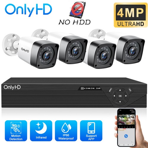 OnlyHD 4CH HD 4MP DVR Home Surveillance Security Camera CCTV System ...