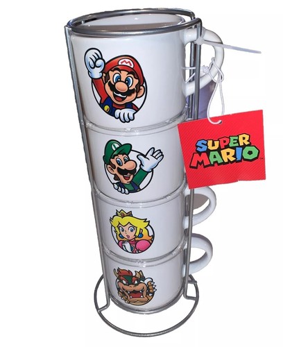 Nintendo Stacking Cup Set of 4 Super Mario Cup Rack Holder Official ...