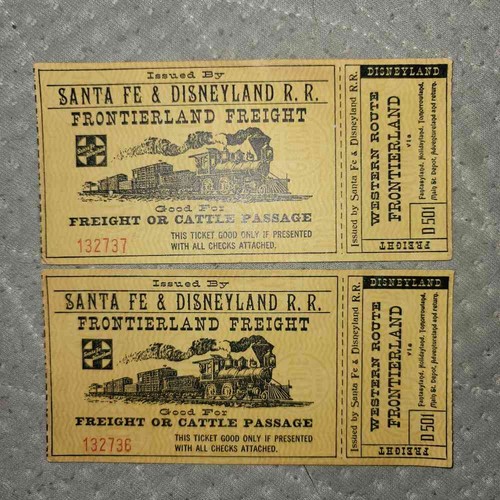 Santa Fe & Disneyland RR Freight or Cattle Passage Ticket 1950s Vtg ...