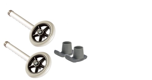 Walker Wheels Replacement Kit W/ski glides 1/pr Comparable to Invacare ...
