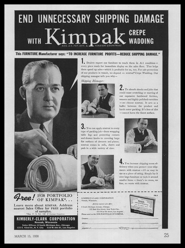 1938 Kimberly Clark Neenah Wisconsin Portfolio Of Kimpak Crepe Wadding ...