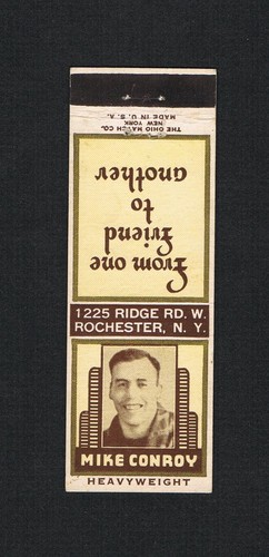 OLD RARE 1930's Mike Conroy ROCHESTER New York boxing matchbook ...