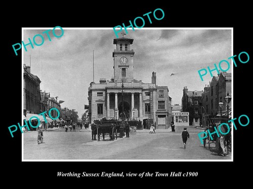 OLD 8x6 HISTORIC PHOTO WORTHING SUSSEX ENGLAND VIEW OF THE TOWN HALL ...
