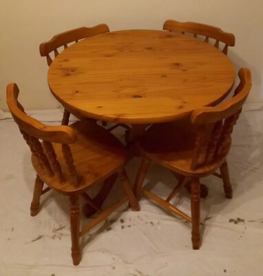 Round Pine Table And Chairs for sale | eBay