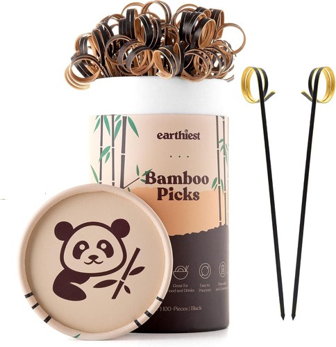 100 Pack Earthiest Bamboo Loop 6" Picks Skewer For Cocktails Appetizers ...