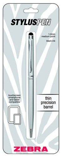 Zebra Stylus Pen Twist Precision 1.0mm Med 1/Pk Thin Barrel Silver ...