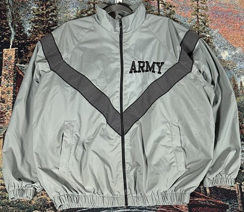 US Army PT Jacket Gray Black Chevron Physical Fitness Uniform ...