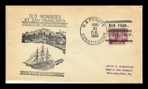 Dr Jim Stamps US Frigate Constitution Naval Cancel San Francisco 1933 ...