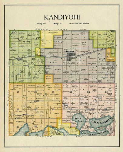 KANDIYOHI TOWNSHIP RARE ANTIQUE 1905 MAP KANDIYOHI COUNTY MINNESOTA ...
