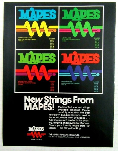 1979 Mapes Piano String Co. MAPES GUITAR STRINGS Guitar Magazine Ad | eBay