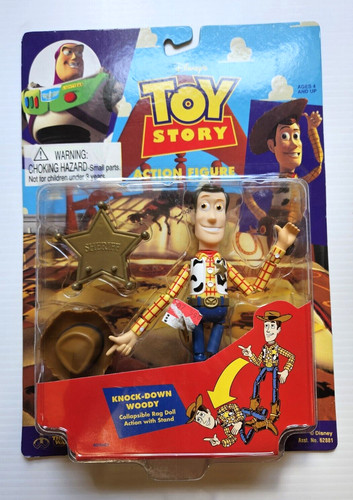 TOY STORY Knock-Down Woody Disney 1995 Thinkway Toys Figure NEW SEALED ...