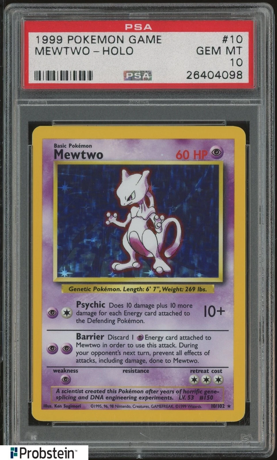 Mewtwo 1999 Pokemon Game #10 Unlimited Holo PSA 10 Price Guide - Sports ...