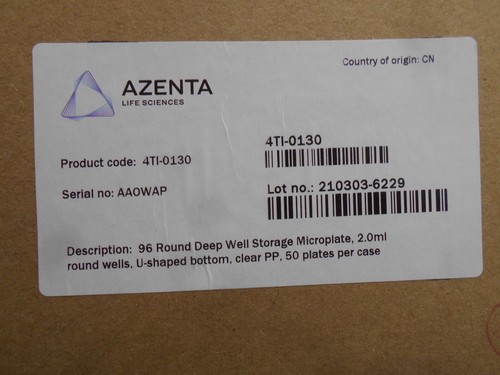 AZENTA 4TI-0130 96 Round Deep Well Storage Microplate, 2.0ml (Partial ...