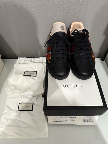 Gucci Ace Flame Black Size 9.5 UK / 10.5 US Men’s Authentic Worn ONCE ...