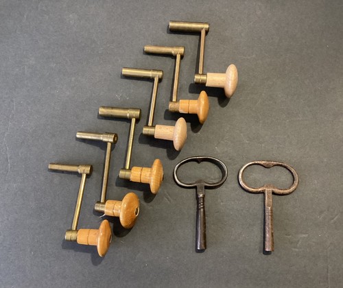 8 Vintage Grandfather Clock Key Lot Popular Progress Brass & Antique ...