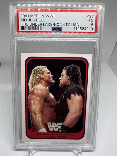 1991 German Merlin WWF #37 PSA 5 Undertaker and Sid Justice HOF WWF ...