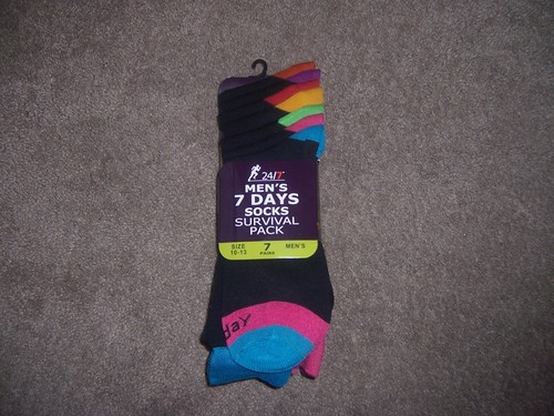 7 Pairs 24/7 men's 7 days socks survival pack New. size 10-13 | eBay