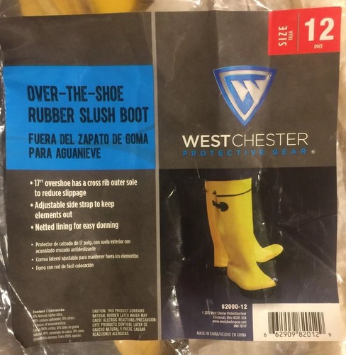 West Chester Over-the-Shoe Rubber Slush Boot, 17", Size 12, Yellow 8200 ...