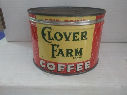 Vintage Clover Farm Coffee Can, 1 lb key-wind, empty, w/lid, Cleveland ...