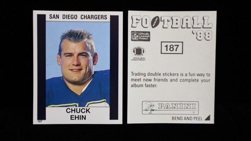 1988 Chuck Ehin San Diego Chargers Panini Sticker #187 | eBay