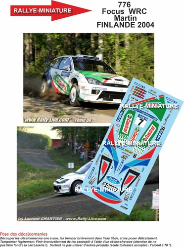 DECALS 1/24 REF 0776 FORD FOCUS MARTIN RALLY FINLAND 2004 WRC RALLYE ...