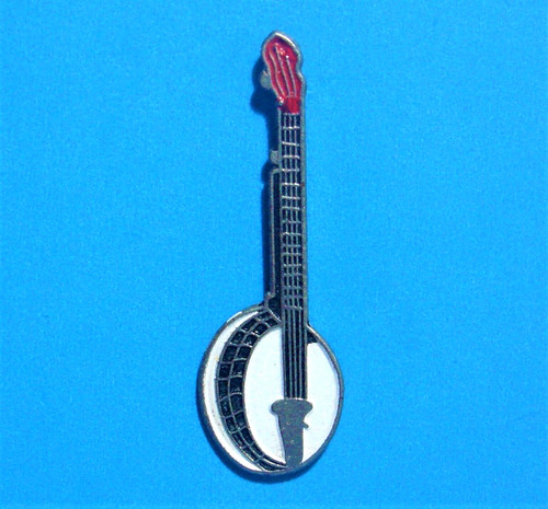 BANJO - WHITE COLOR - MUSICAL INSTRUMENT- VINTAGE LAPEL PIN - HAT PIN ...