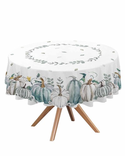 Fall Thanksgiving Round Tablecloth 60 inch Farmhouse Pumpkin Waterproof ...