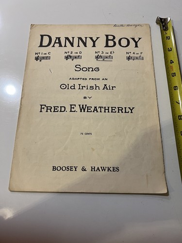 Danny Boy By Fred Weatherly, Old Irish Air in C, D, E & F - Vintage ...