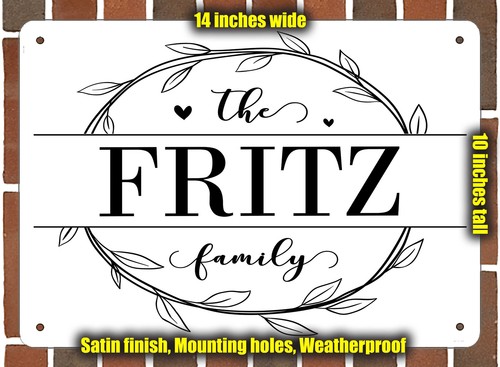 Fritz Family Decorative Metal Door or Wall Plaque (Style 1) | eBay