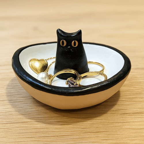 Cute Cat Ring Holder Resin Ring Dish Crafts Kitten Ring Stand Entrance ...