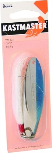 Acme Kastmaster XL Spoon 4" 2 Oz Chrome & Neon Blue w/White Bucktail ...