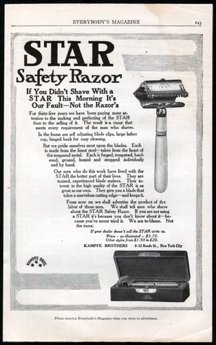 1911 Kampfe Brothers print ad Star Safety Razor | eBay