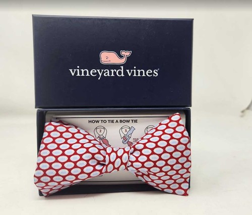 New men's Vineyard Vines mini footballs red silk bow tie | eBay