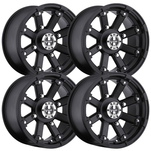 (Set-4) Vision ATV 393 Lockout 12x8 4x110 -10mm Matte Black Wheels 12 ...