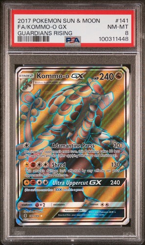 PSA 8 KOMMO-O GX FULL ART 141/145 2017 POKEMON TCG SUN & MOON GUARDIANS ...
