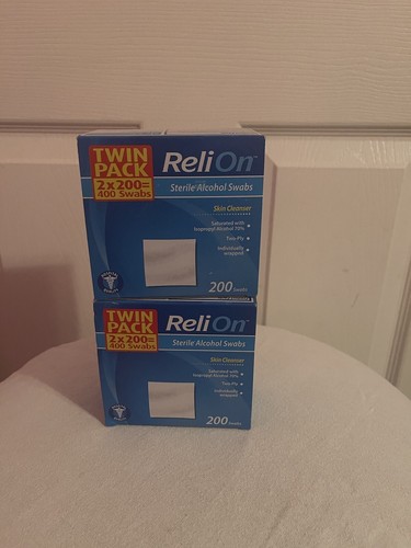 ReLion Alcohol Sterile Alcohol swabs 70% Isopropyl 2-Ply Pads 2X 400 ...