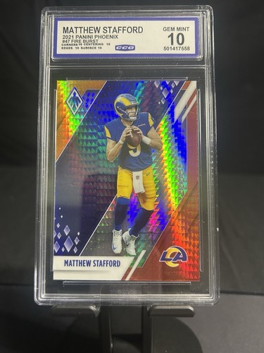 2021 Panini Phoenix Fire Burst #47 Matthew Stafford CCG 10 Mint | eBay