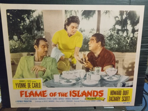 Lobby Card 1955 FLAME OF THE ISLANDS Yvonne De Carlo Zachary Scott ...