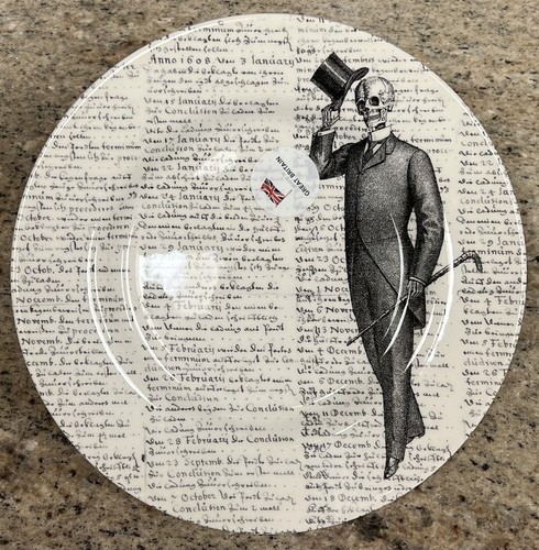 Victorian English Pottery Gentleman Skeleton Script Salad Plates Set 4 ...