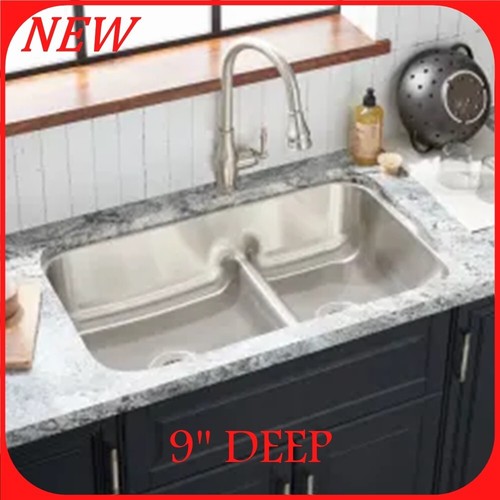 Mirabelle 34" Double Bowl Kitchen Sink stainless undermount | eBay