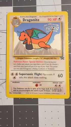 Dragonite Pokemon The First Movie Promo Card Black Star Promo #5 GOLD ...