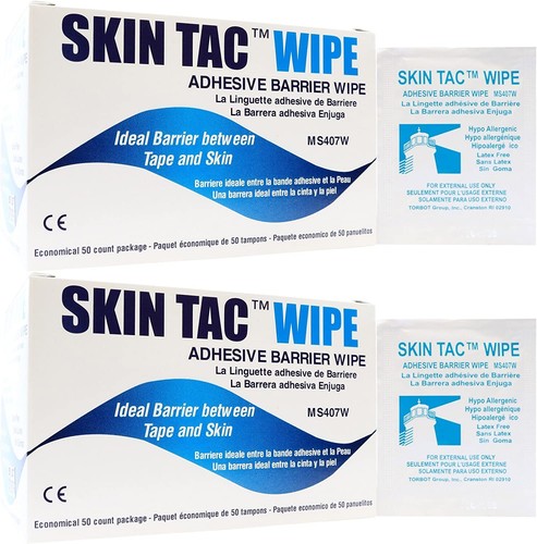 Torbot MS407W Skin Tac Adhesive Barrier Wipes (2 Boxes of 50 each) for ...