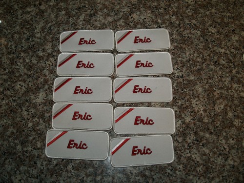 (10) Eric Embroidered Name Tag-Patch Sew on/ Iron on New White Trim | eBay